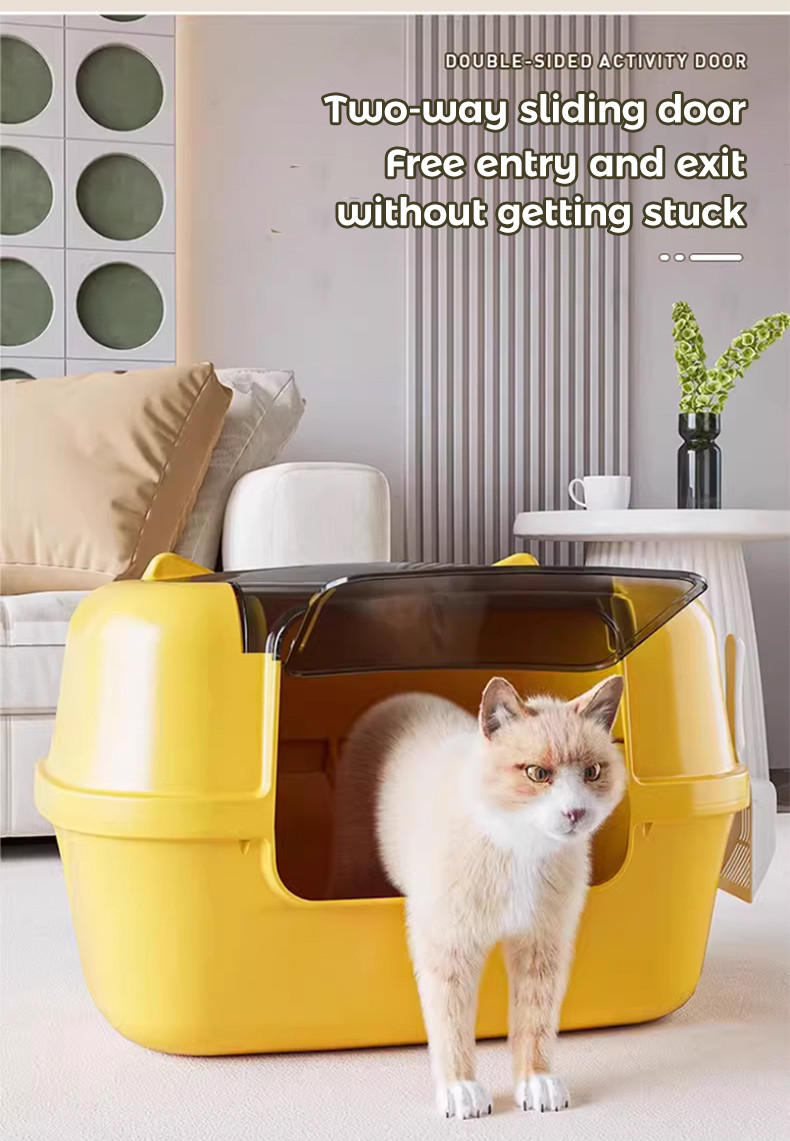Cat Litter Box Large With Scooper Fully Enclosed Cat Toilet Anti Spill ...
