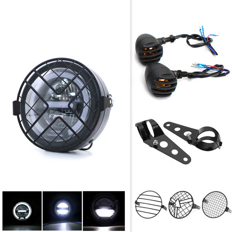 6 b 5 inch motorcycle headlight Front Round LED Light DRL White Bracket ...