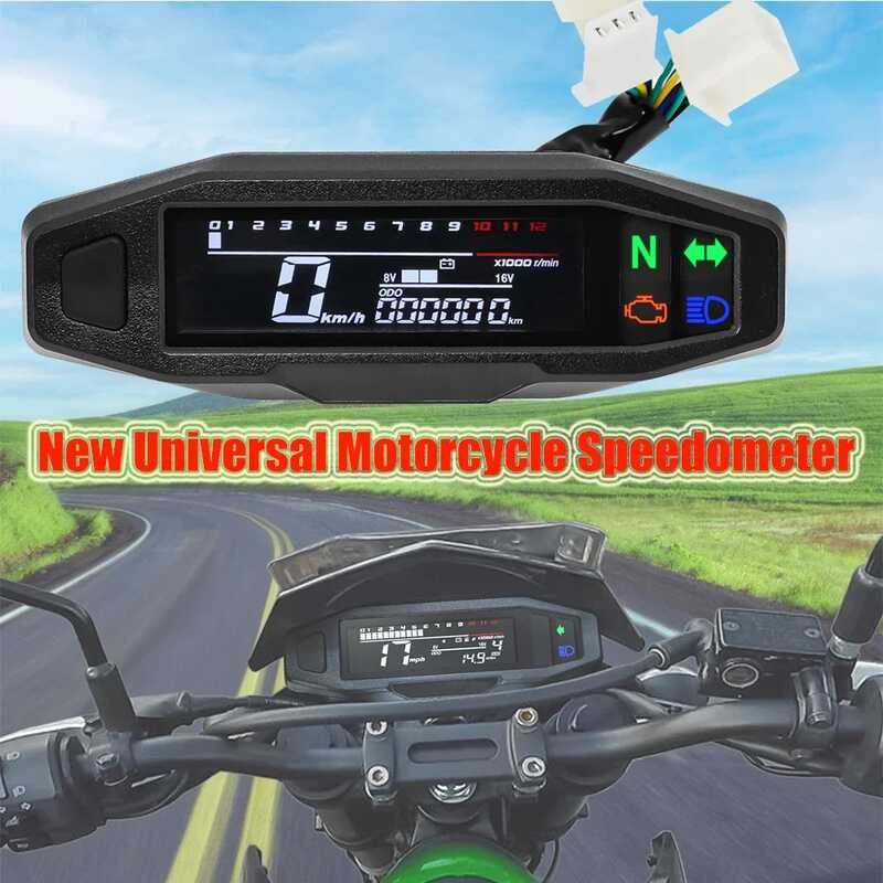 New c Universal Motorcycle Speedometer Moto Dashboard Oil Gauge ...