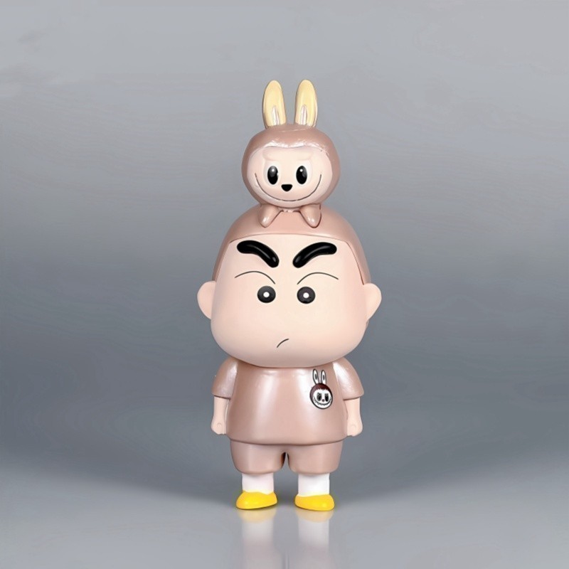 Crayon Shin-Chan Labubu Trendy 14cm Desktop Kawaii Collectible Model ...