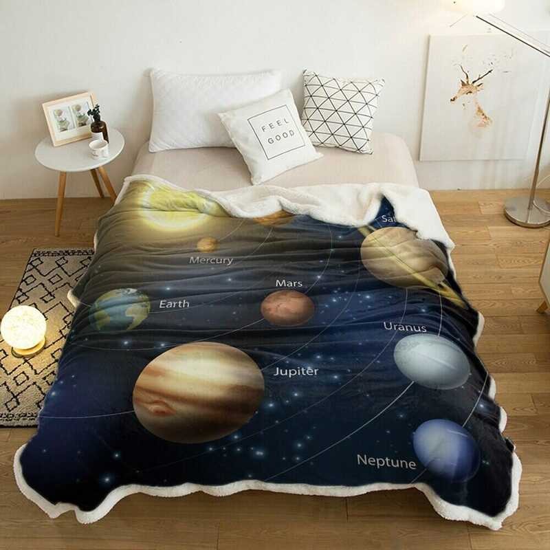 System Solar Nine Planets Orbit Cashmere Blanket Kid Girl Sofa Soft ...