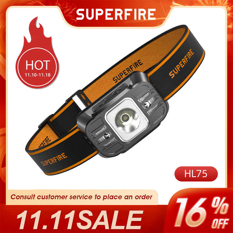 Mini SUPERFIRE Hl75 LED Rechargeable Headlamp High Power Led Flashlight USB C Sensor Headlight ...