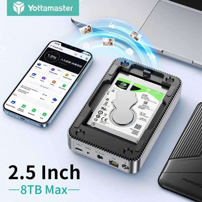 NAS Yottamaster Networkable Enclosure 2.5 Inch SATA HDD SSD Network ...