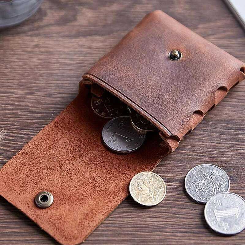 100% Genuine Leather Coin Purse For Men Women Female Cowhide Vintage ...