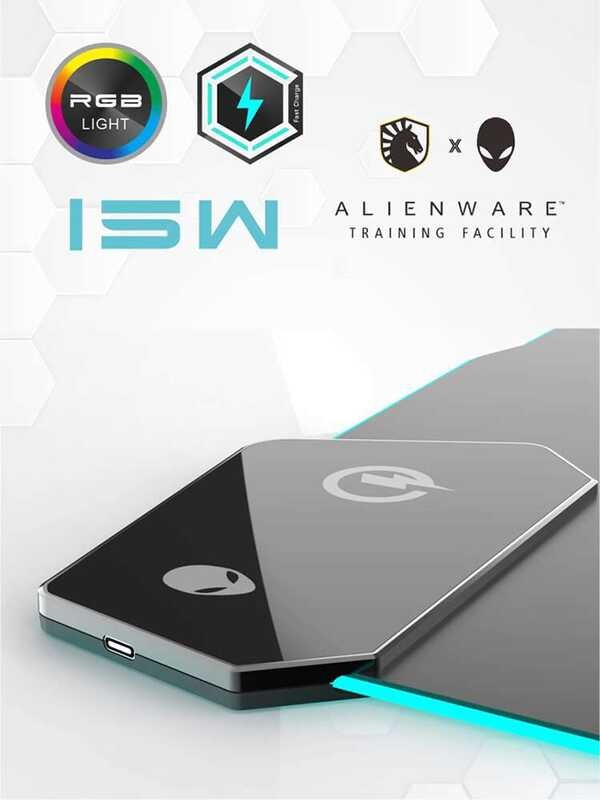 C ALIENWARE Alien Wireless Charging Luminous Mouse Pad, Large RGB ...