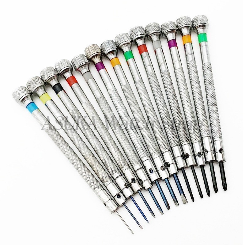 13PCS 0.6-2.0mm Slotted Cross Screwdriver Set Link Pin Remover Watch ...