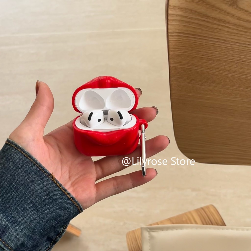 Red and Pink Lips Earphone Case for AirPods 4 [2024] AirPods Pro2 Pro 3 ...