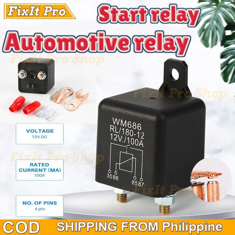 12V 100Amp 4-Pin Heavy Duty ON/OFF Switch Split Charge Relay for Auto ...
