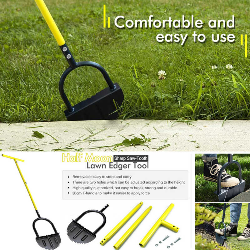 Moon Half Garden Manual Saw-Tooth Step Edger Hand Lawn Trimming Tool ...