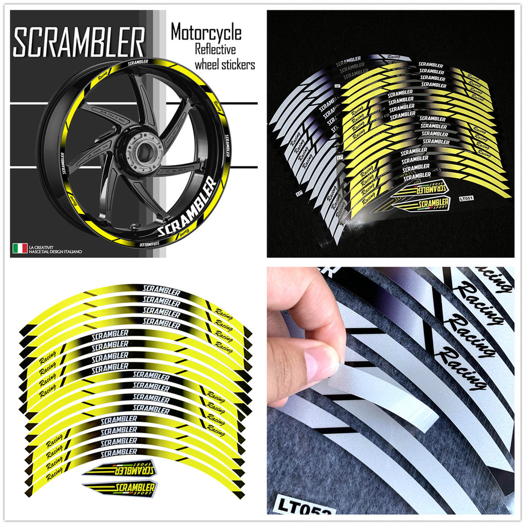 DUCATI SCRAMBLER Motorcycle Reflective Wheel Sticker Mags Decal Mags ...