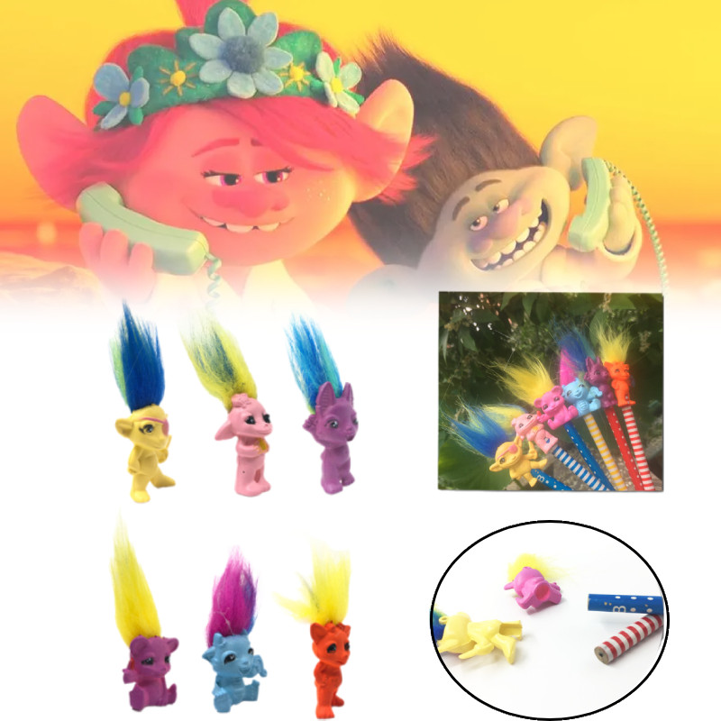 Plastic Cartoon Adorable Troll Doll With Colorful Hair Vintage ...