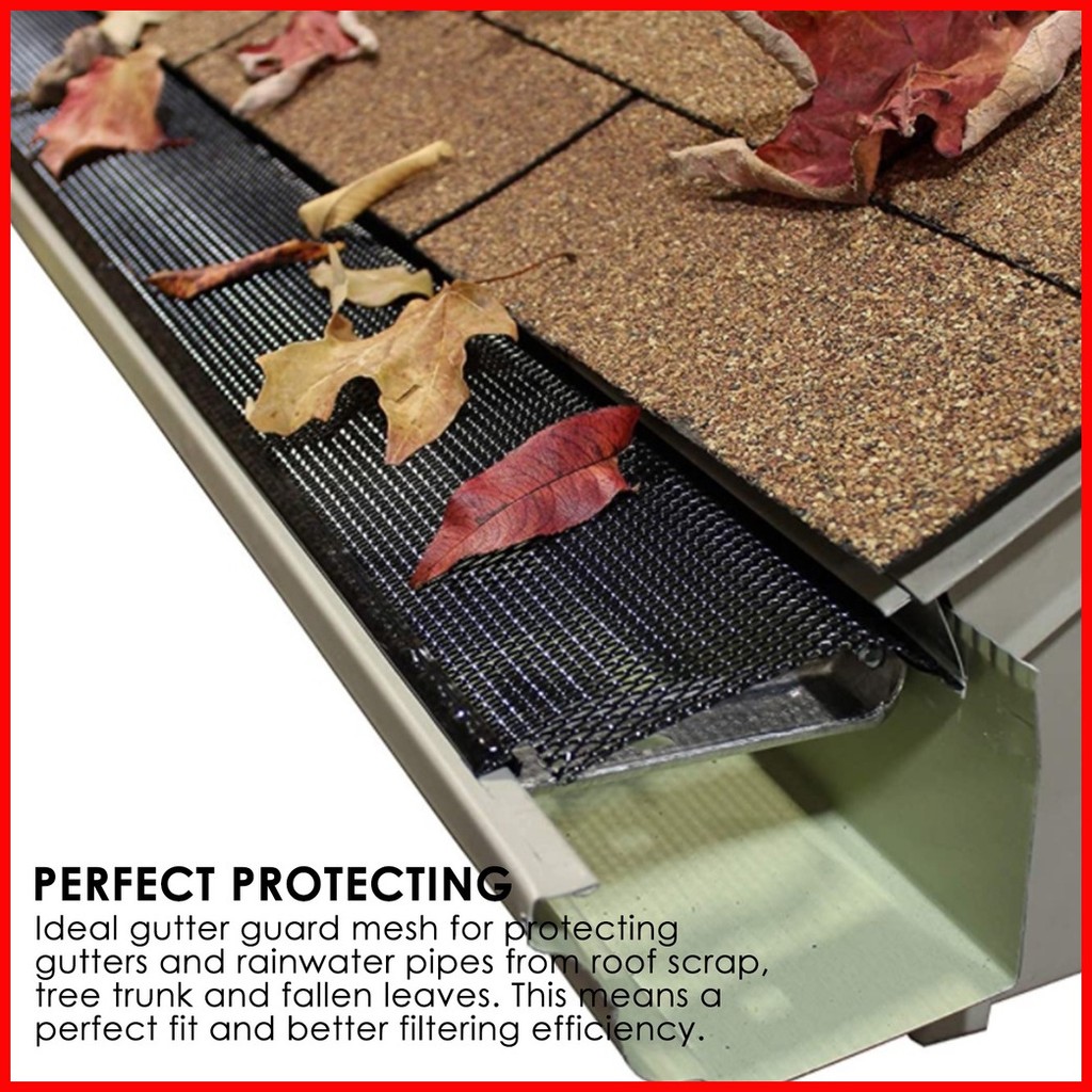 ♕ ๑ Gutter Guard Mesh Leaf Protection Mesh Splash Roof Panels with 10 ...
