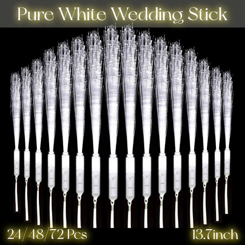 Long White Fiber Optic Stick 3 Mode Sparkler LED Light Up Wand Glow ...