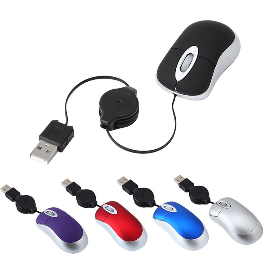 Retractable Mini Mouse Kids' Wired USB Optical 3D 1600 DPI Computer ...