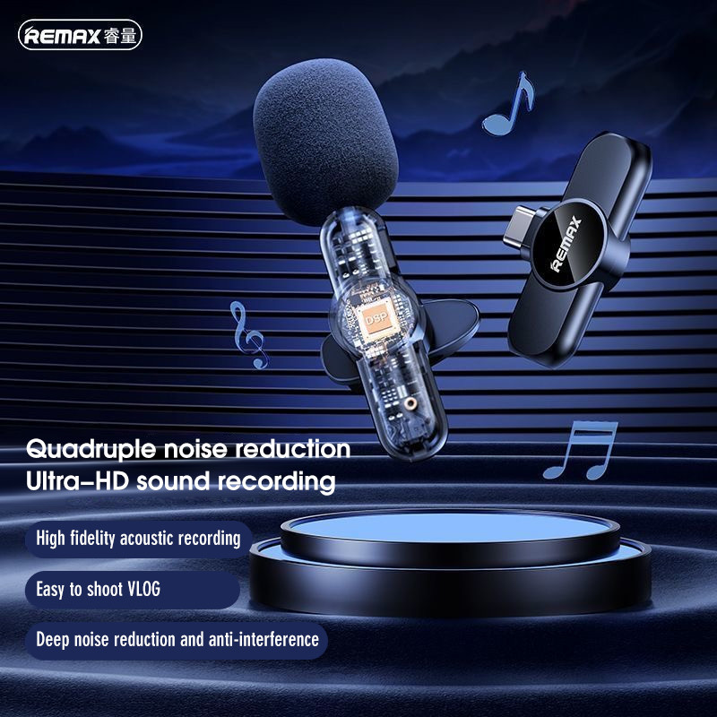 Remax K09/K10 Dual Wireless Lavalier Microphone Noise Reduction Mini ...