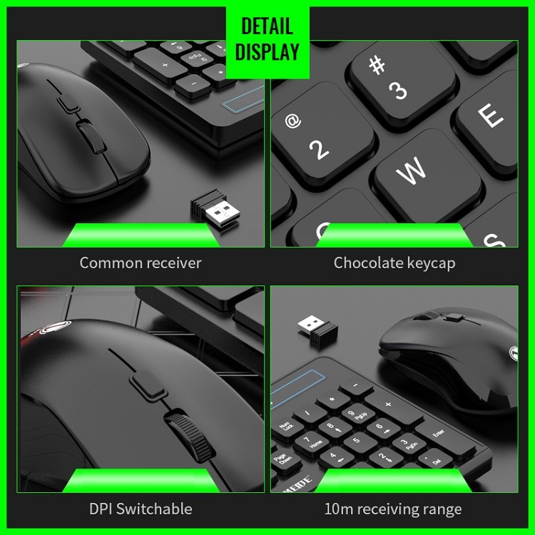 Zeus X LIMEIDE W100 104-key wireless keyboard and mouse set for ...