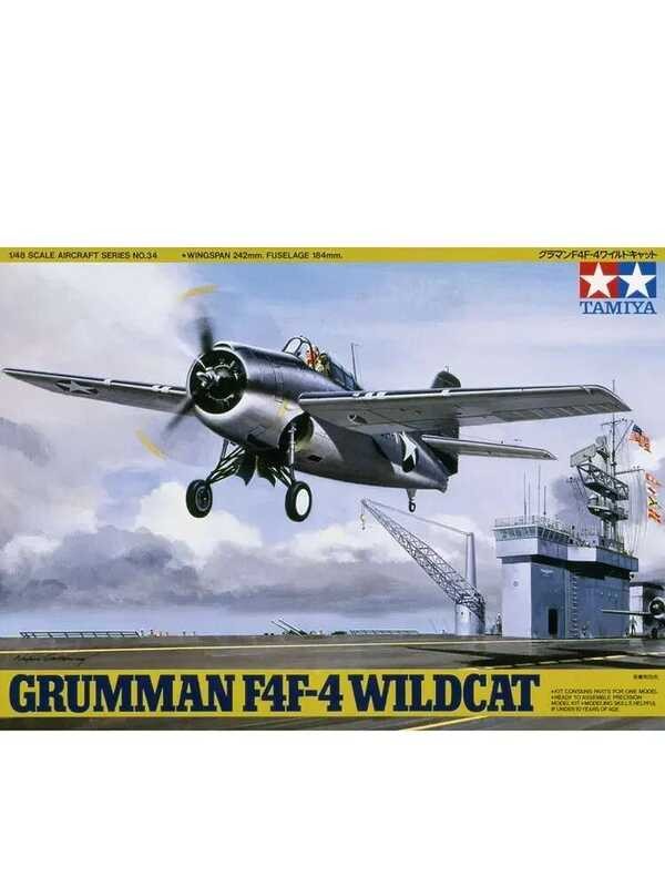 1/48 TAMIYA Model 61034 American Grumman F4f-4 Wildcat Fighter Assembly ...