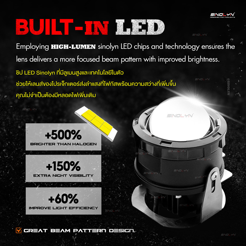 Sinolyn Bi-LED Projector Lens H11 Fog Lights For 2006-2014 Isuzu DMAX Accessories Front Bumper ...