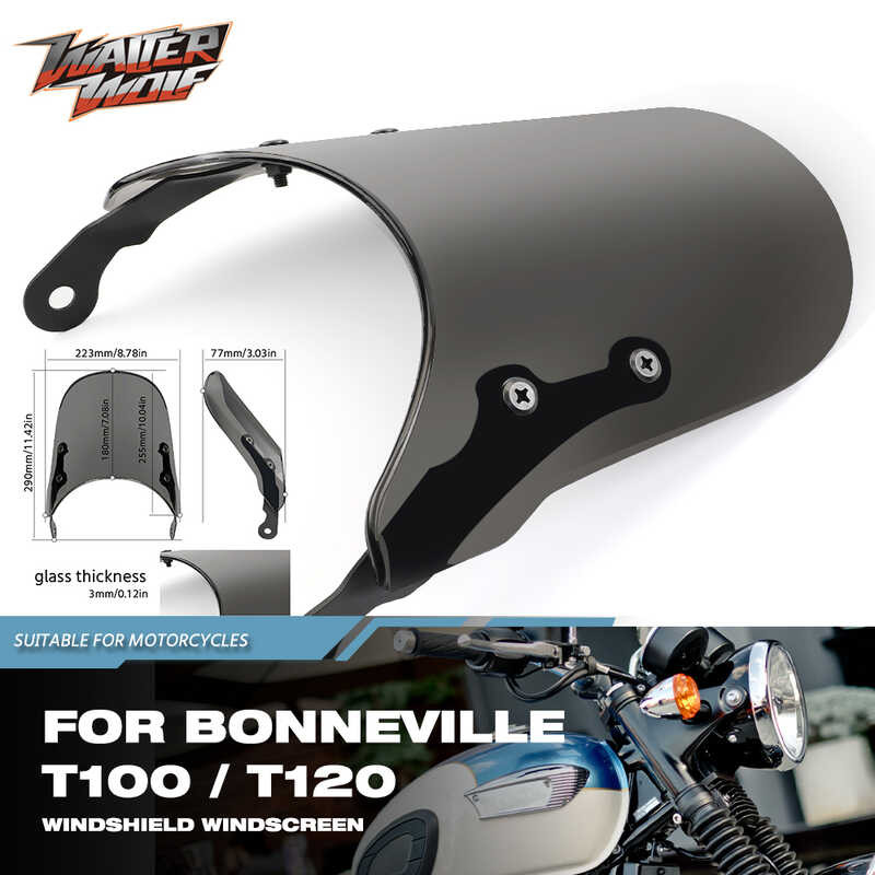 Motorcycle ☆ Front Windshield Windscreen For Bonneville T100 T120 ...