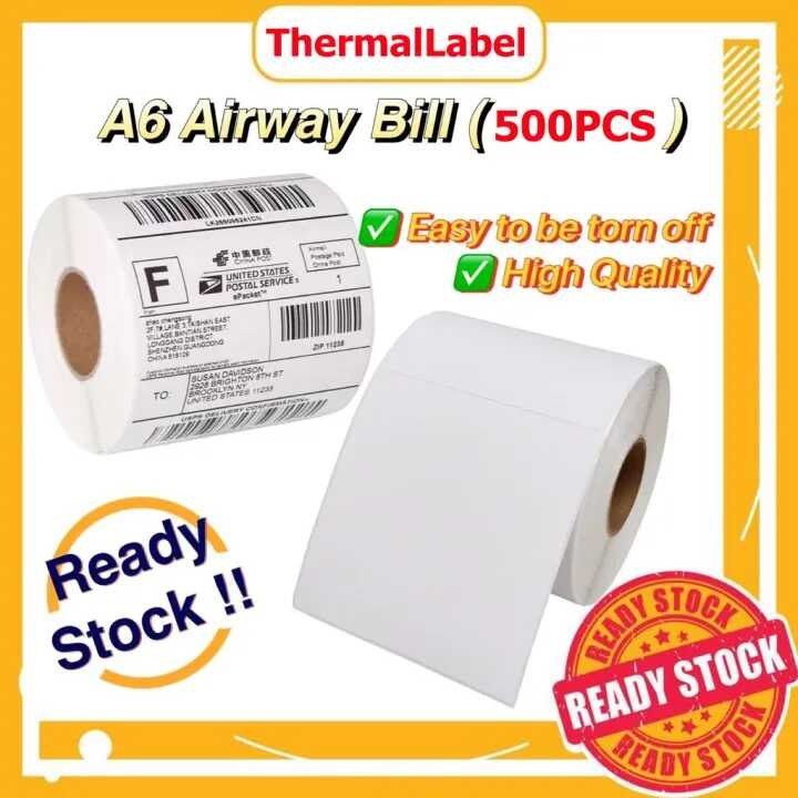 Sticker 500Pcs A6 Waterproof Thermal Paper Roll Labels Self-Adhesive ...