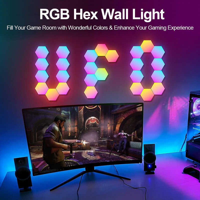 SK 20/12/8/3 Pack Hexagon Wall RGB Panel Smart APP Hexagonal Modular ...