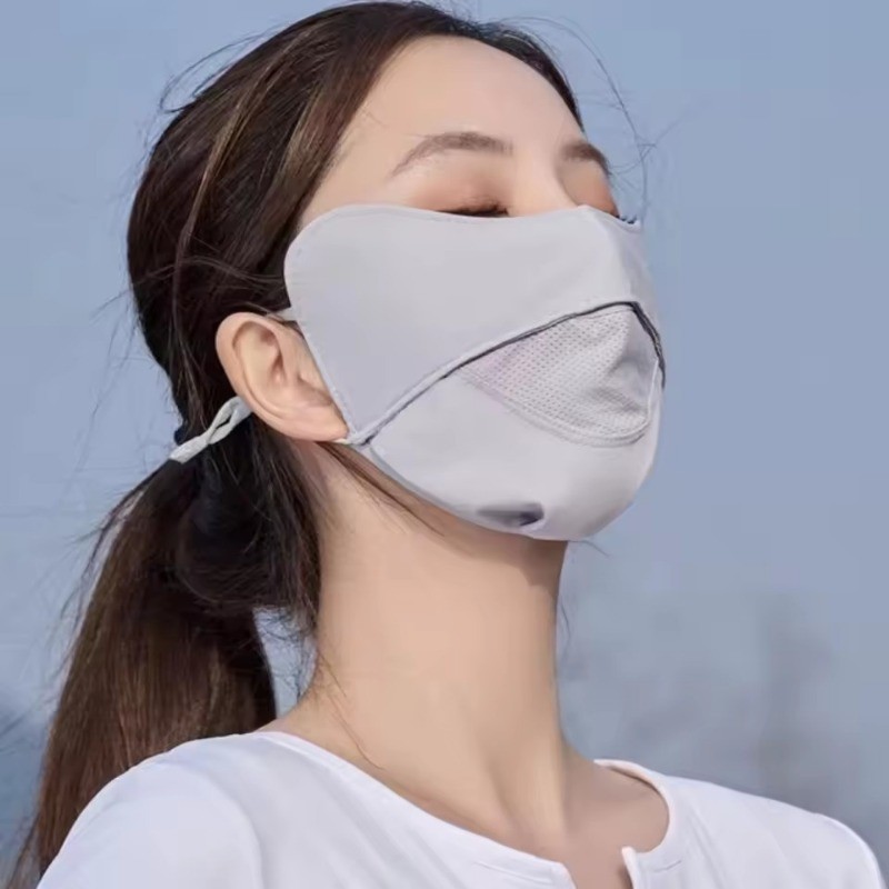 Ice Silk Anti-UV Sun Protection Mask Unisex Summer Washable 3D Elastic ...