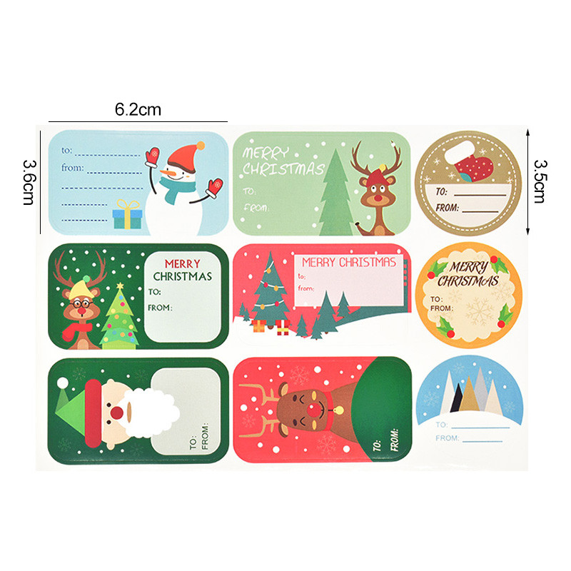 108Pcs/12 Sheet Christmas Element Name Tag Stickers Sealing Stickers ...