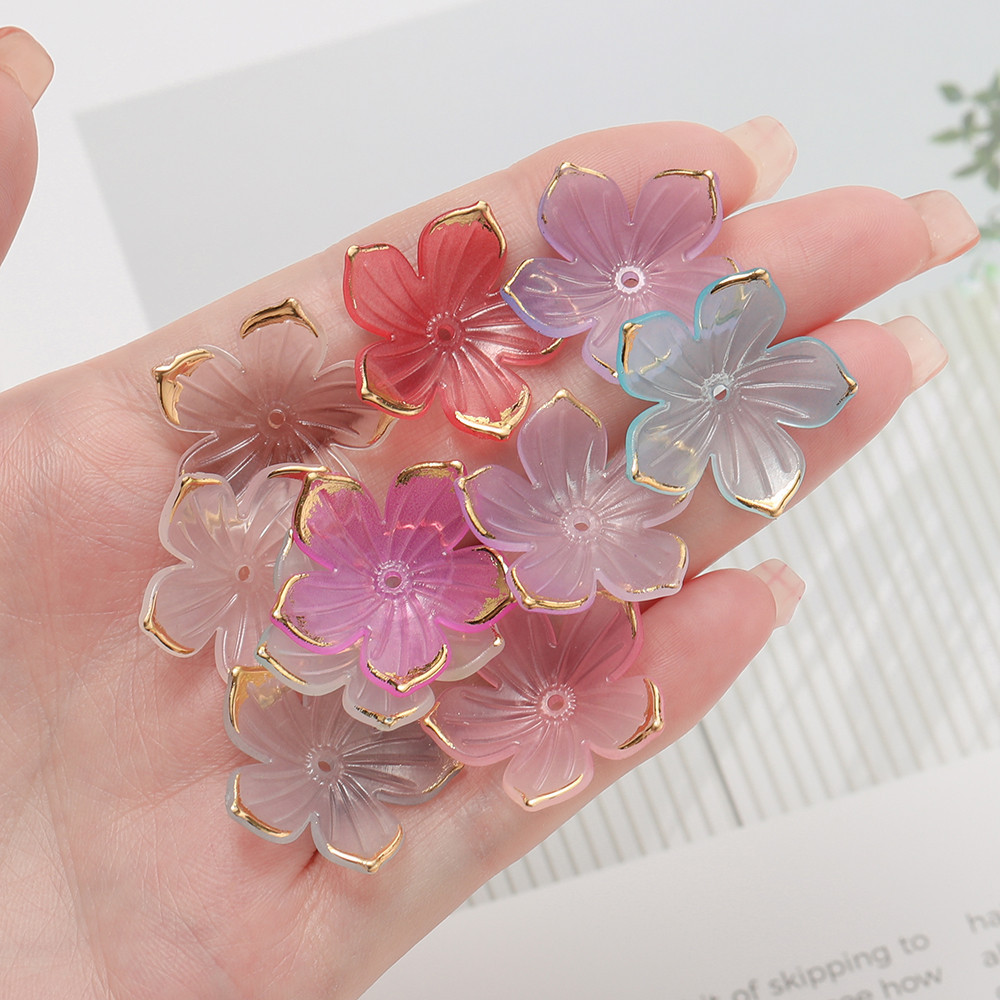 St. kunkka 50Pcs Acrylic Flower Beads Gilding Cherry Blossom Spacer ...