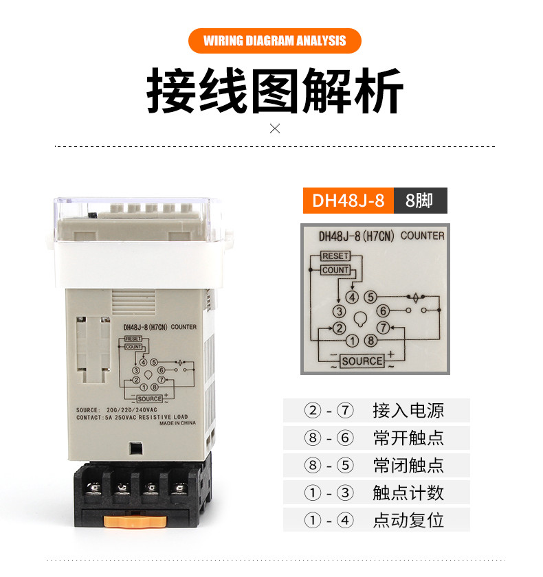 Omron Type, High Precision Digital Display Counter DH48J-8 DH48J-11A ...
