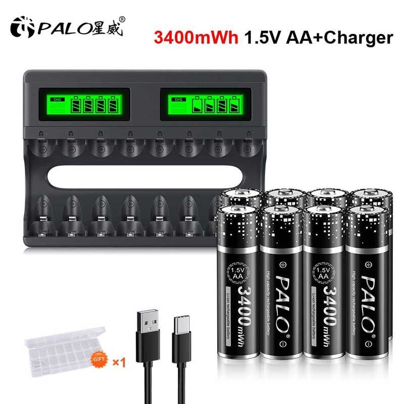 Capacity Large 1.5V AA 3400Mwh Li-Ion Rechargeable AA Batteries Lithium Ion AA Battery For ...