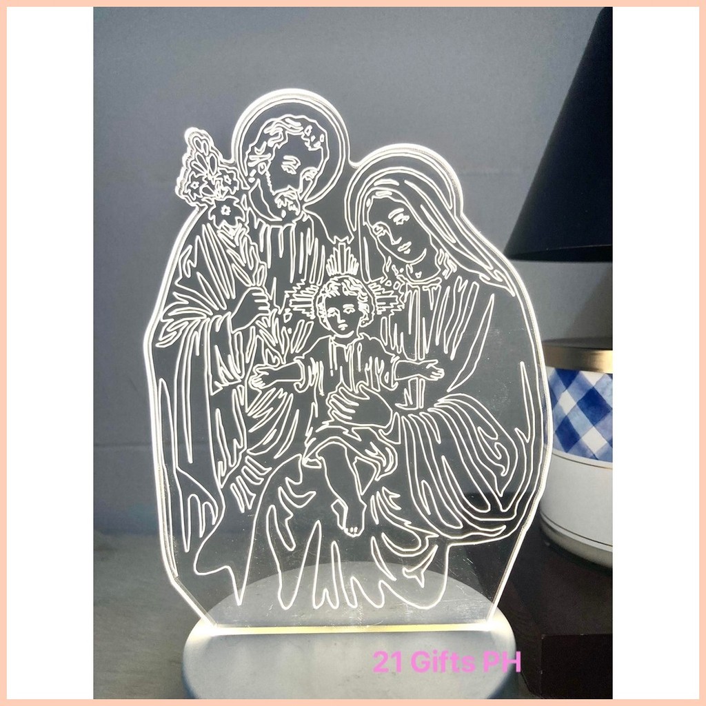 ∈ Jesus Christ Mama Mary Angel 3D Acrylic LED Lamp Religion Table Desk ...