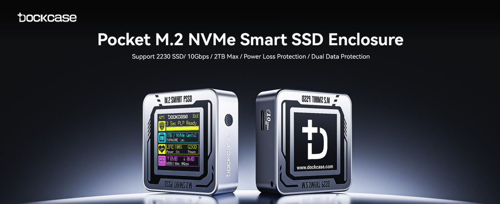 DOCKCASE M.2 SSD Case Pocket 2230 M.2 NVMe SSD Enclosure USB 3.2 Gen2 ...