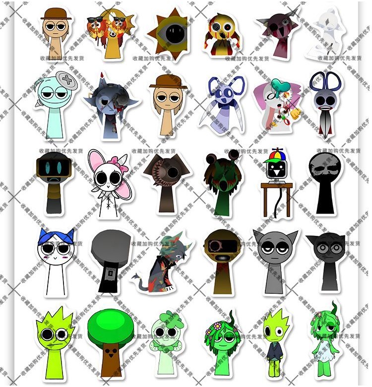 108pcs Sprunki Sticker Cartoon Fun Rhythm Box Fan Picture Sticker DIY ...