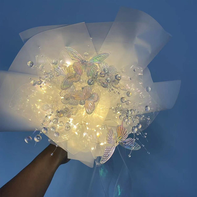 ins Butterfly Light String Bouquet Creative DIY Flower Bouquet ...
