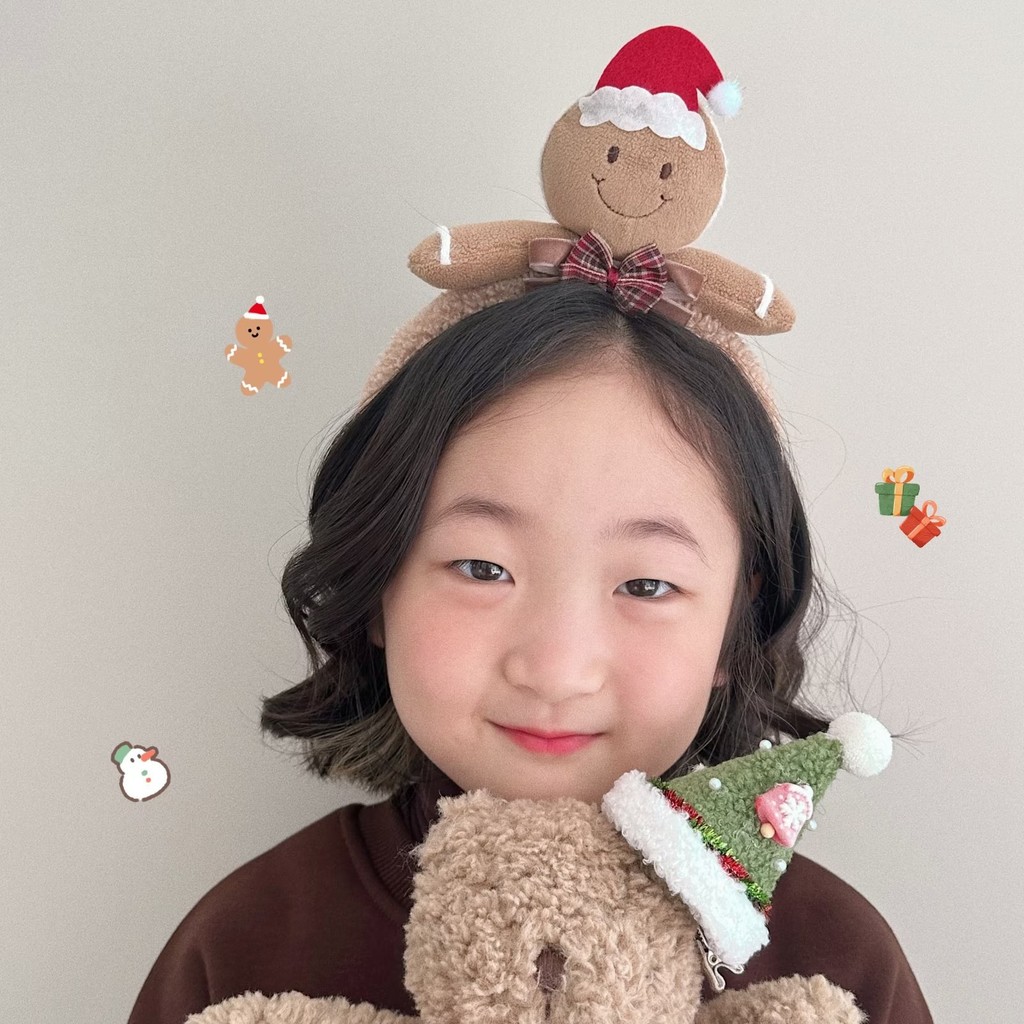 New Christmas Plush Gingerbread Man Headband Cute Children Headband ...