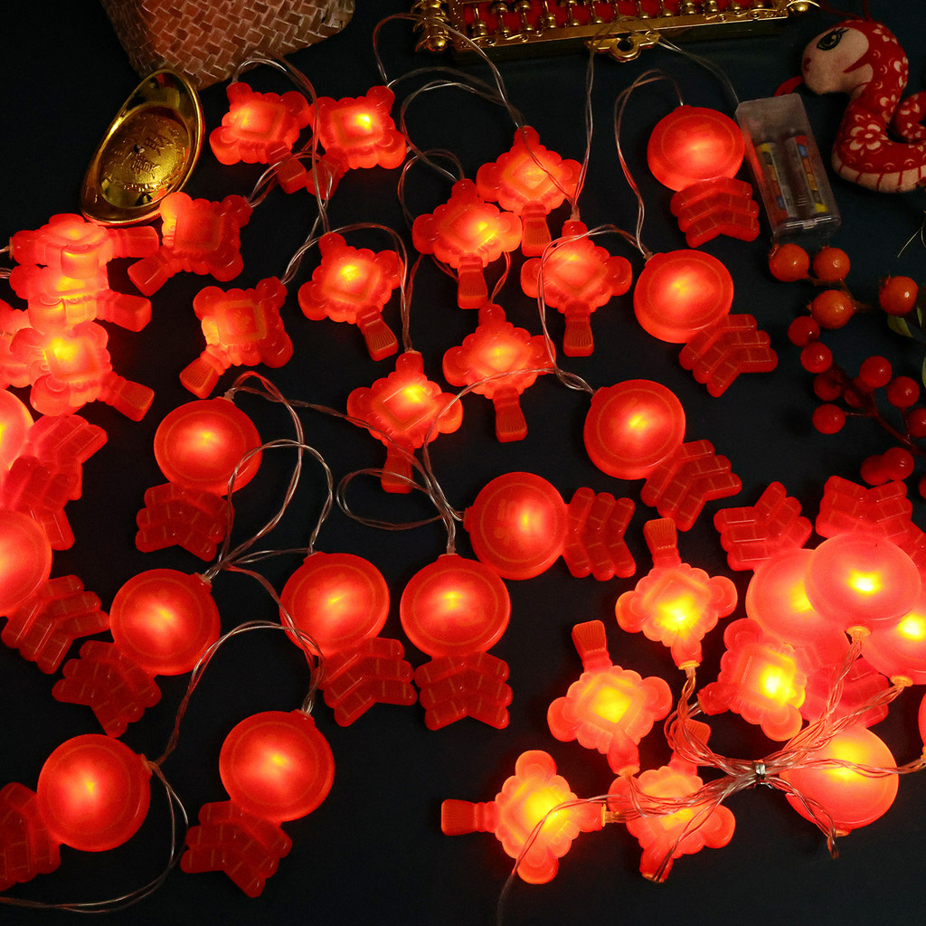 10 LED Chinese Knot Firecracker Shape String Lights 1.5M Happy New Year ...