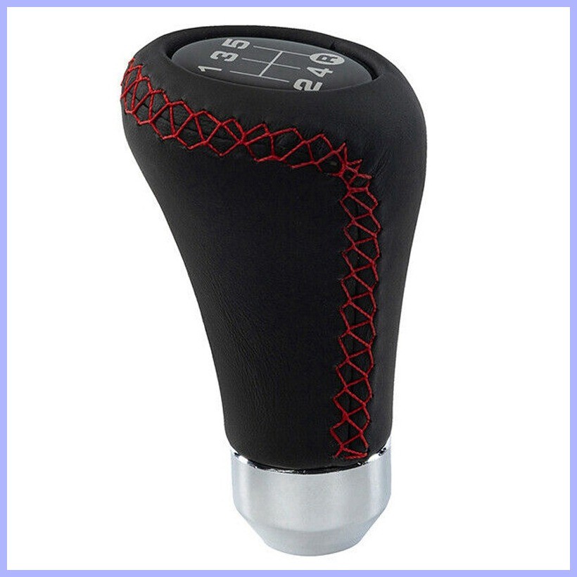 5 Speed Leather Stick Shift Knob Car Gear Shifting Shifter Lever Knobs ...