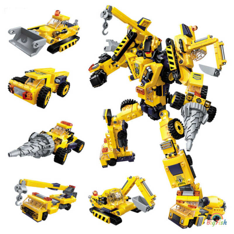 6 In 1 Engineering Truck Robot Building Bloc Transformers Toys For Boys ...