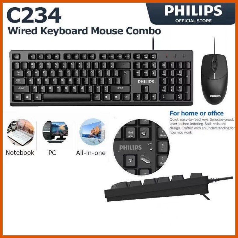 ∮ ┼ Philips C234/C354 Wireless/wired office Keyboard Mouse Combo Set ...
