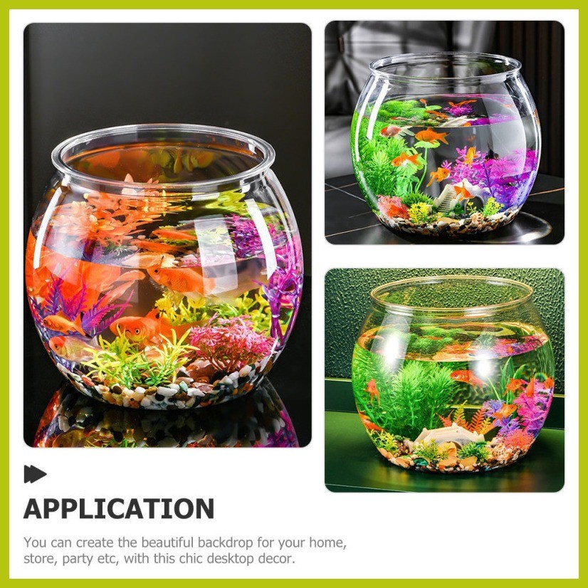 ∫ Clear Fish Bowl Plastic Thickened Ornamental Fish Tank Home Office ...