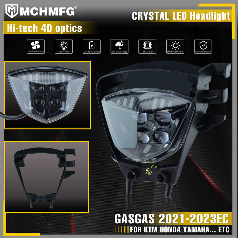 MCHMFG a Crystal LED Headlight Headlamp For GASGAS 2021-2023 EC 2021 2022 2023 Enduro Motorcycle ...