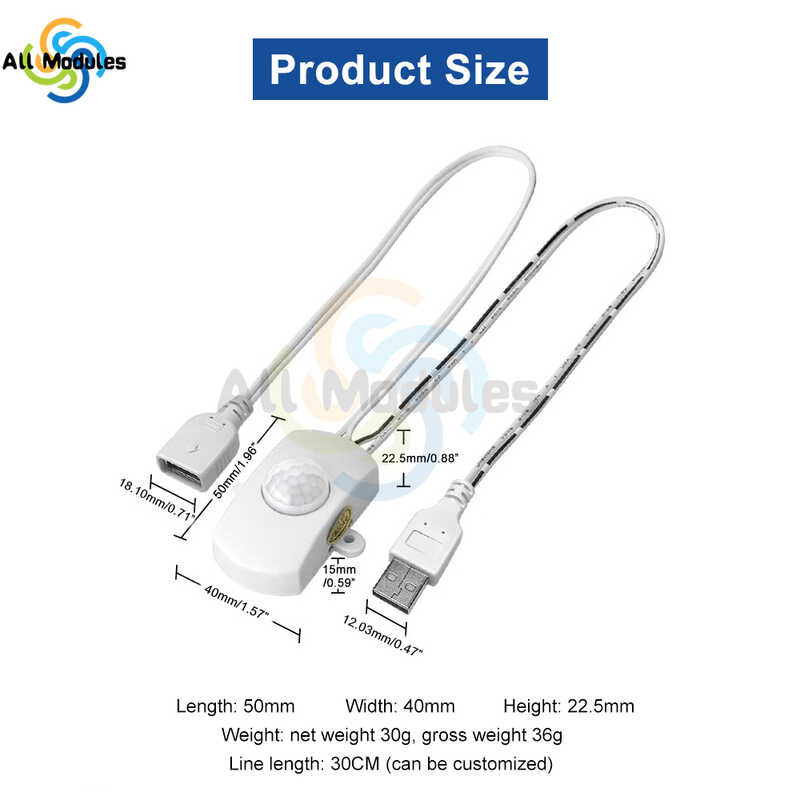 PIR Motion Wardrobe 5A Switch with Infrared Human Body Sensor Bar ...