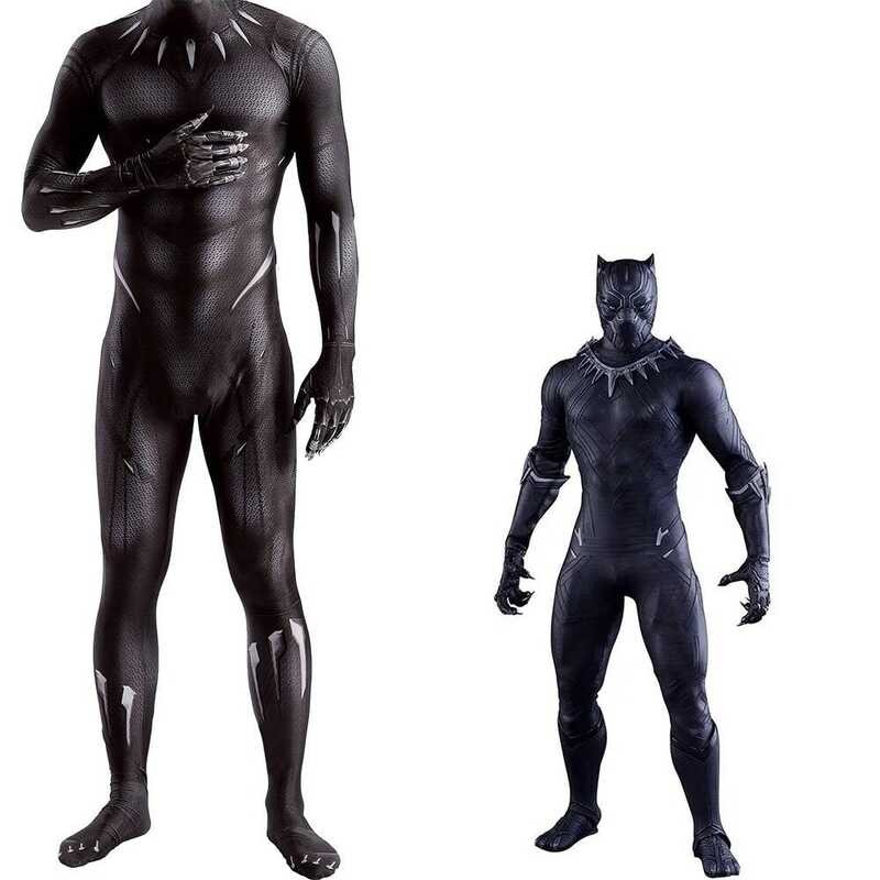 Black Man Cosplay Spandex Lycra Disfraces Para Zentai Suits Erhero Panther Halloween Costume ...