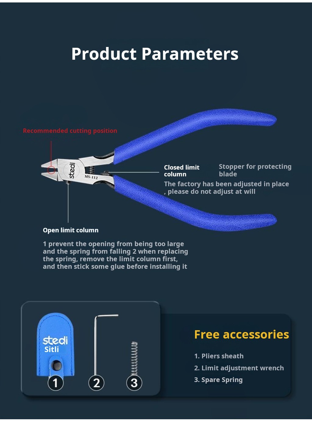 Double Blade Scissors Pliers Flat Cutting Flush Pliers Stedi MS-112 ...