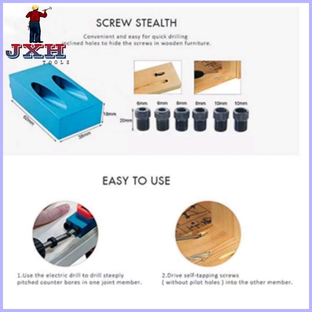 14 Degree Angle Drill Guide Set Hole PunchTools Pocket Oblique Hole ...