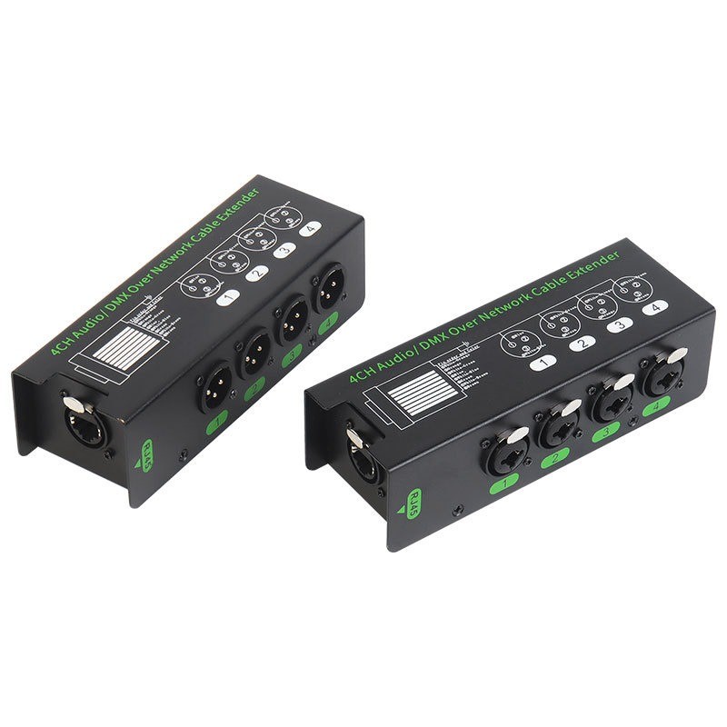 4-Channel 6.5 + 3-Pin XLR Audio/DMX Over Network Cable Extender DMX512 ...