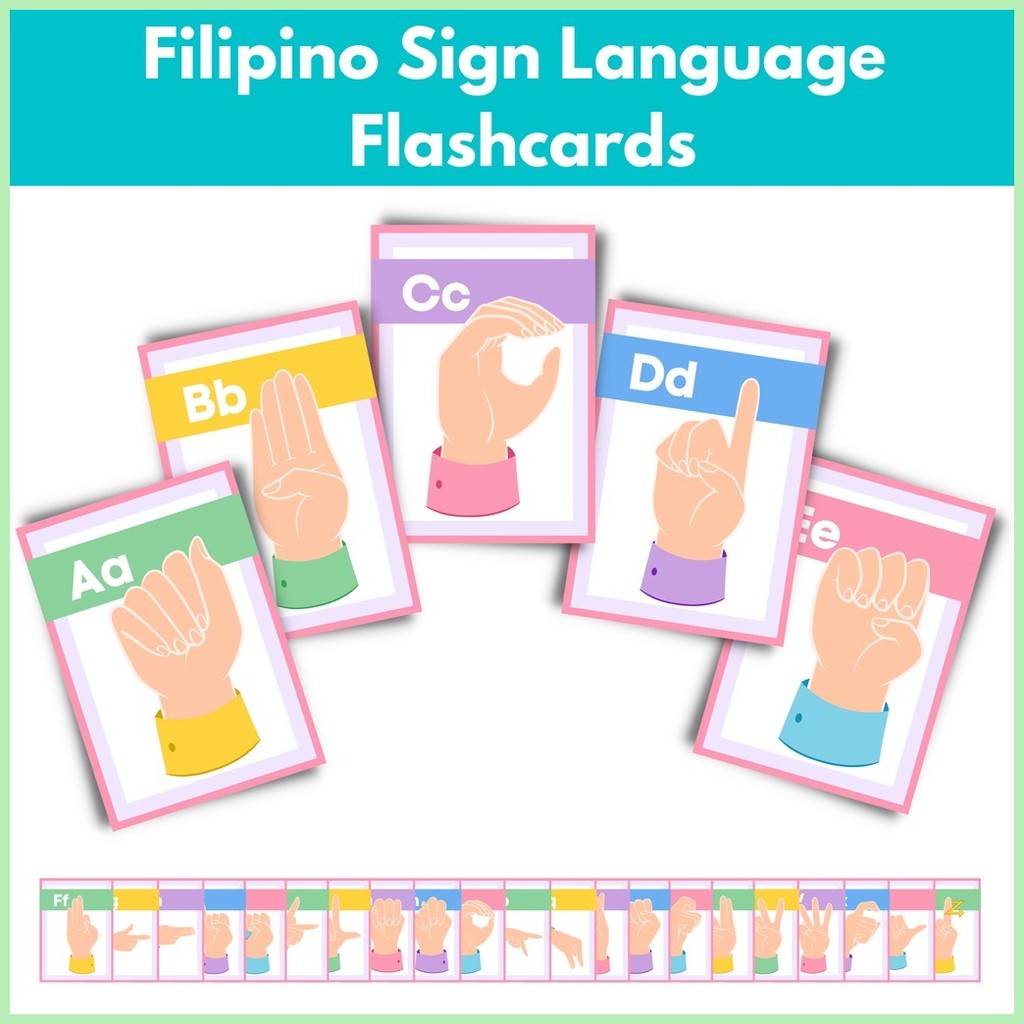 ⊕ ♨ ⚽︎ Filipino Sign language Alphabet Flashcards (FSL), Sign Numbers ...