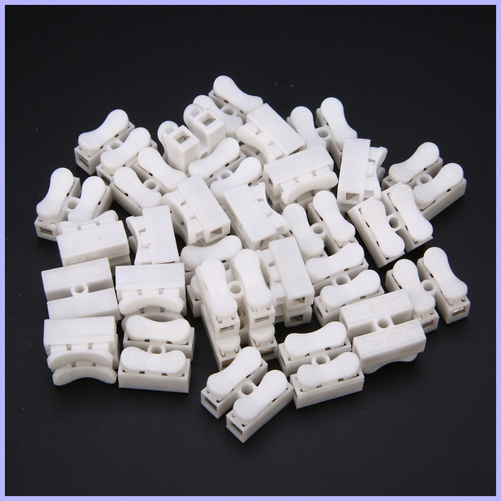 Casta 100pcs 220V 2 Pin Push Quick Wire Cable Connector White Wiring ...