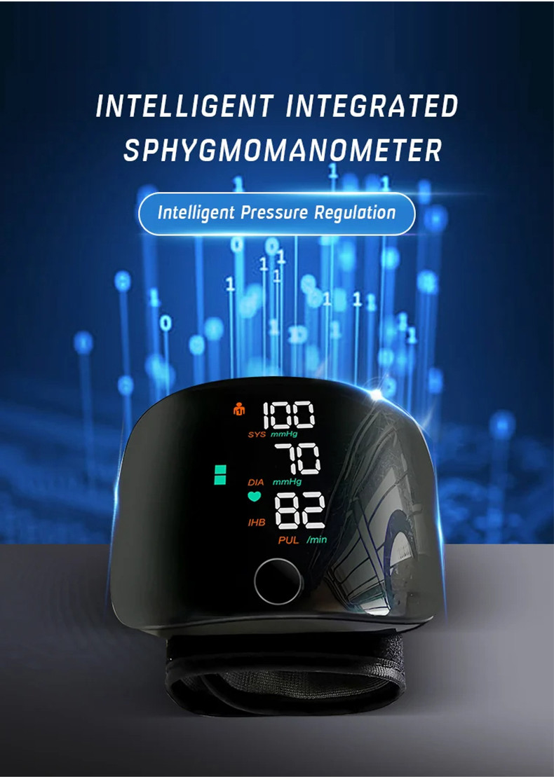 LED Screen Wrist Blood Pressure Monitor Voice Broadcast Rechargeable ...