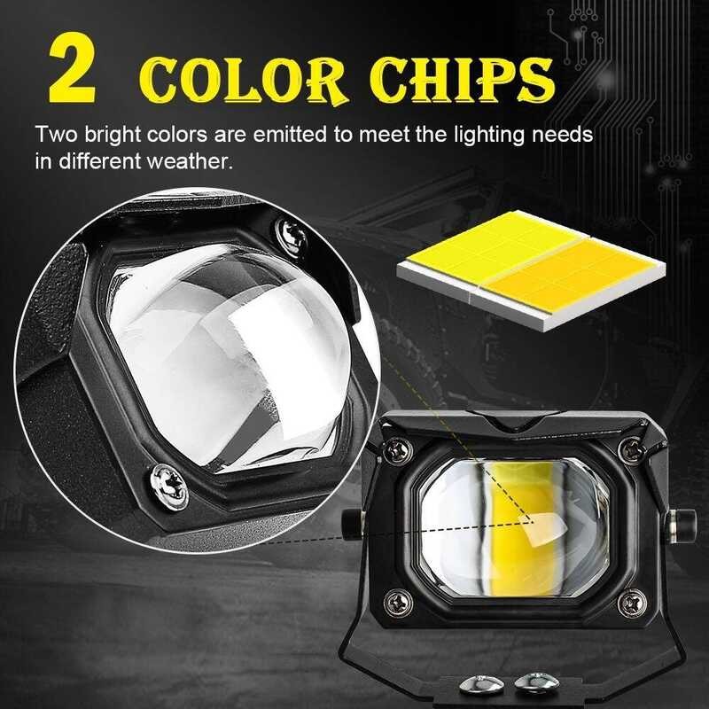 LY Mini Driving LED Light Motorcycle Headlight Beam White+Yellow ...